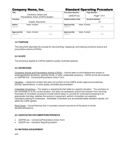 Corrective and Preventative Actions (CAPA) – GMPDocs.com