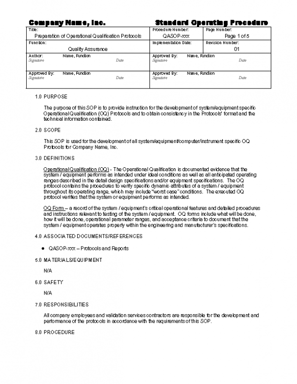 Creation of Operational Qualification Protocols – GMPDocs.com