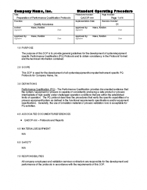 Creation of Performance Qualification Protocols – GMPDocs.com