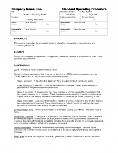 Deviation Reporting System – GMPDocs.com