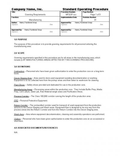 Gowning Requirements – GMPDocs.com