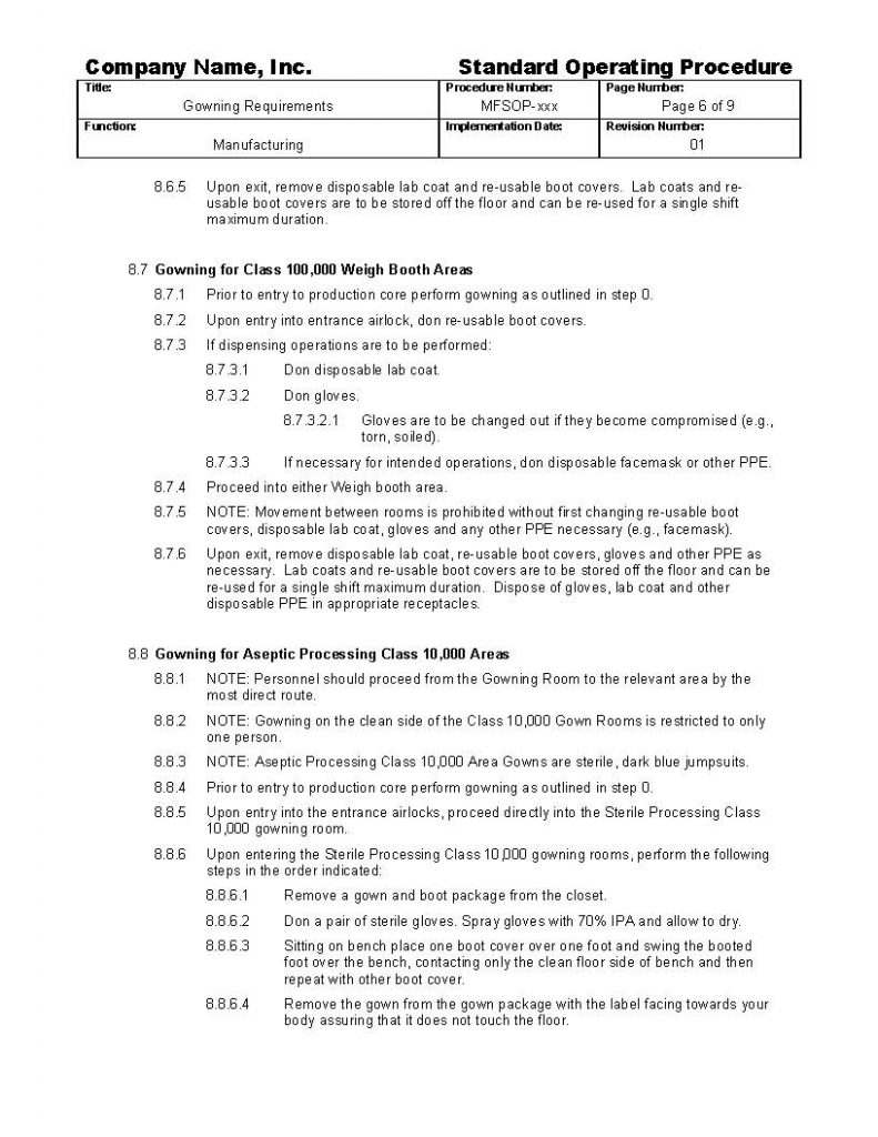 Gowning Requirements – GMPDocs.com