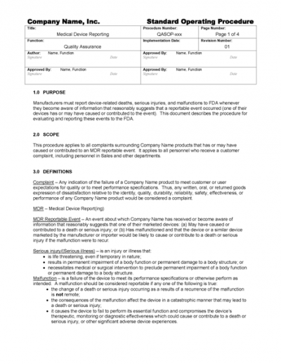 Medical Device Reporting – GMPDocs.com