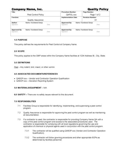 GMP Quality Policies – GMPDocs.com