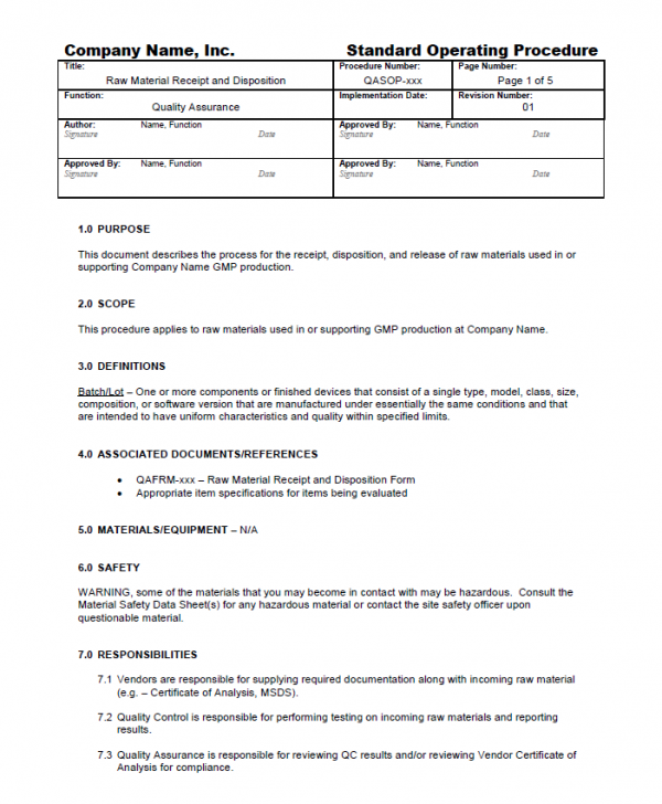 Raw Material Receipt and Disposition – GMPDocs.com