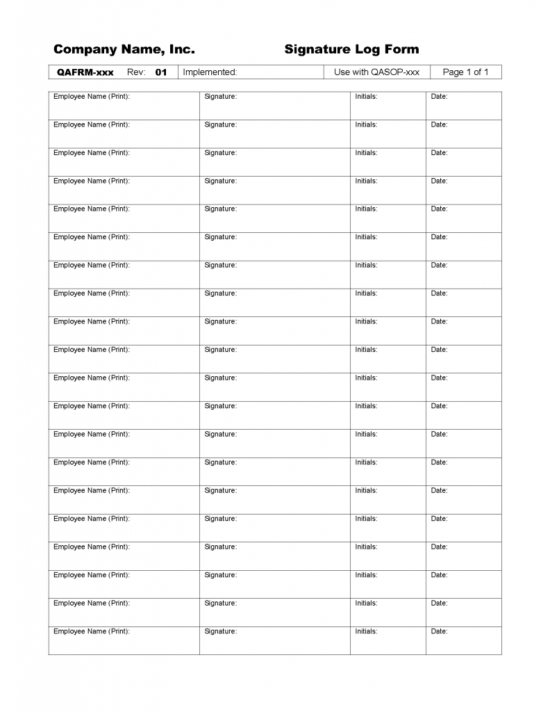 Signature Log (FREE SOP!) – GMPDocs.com