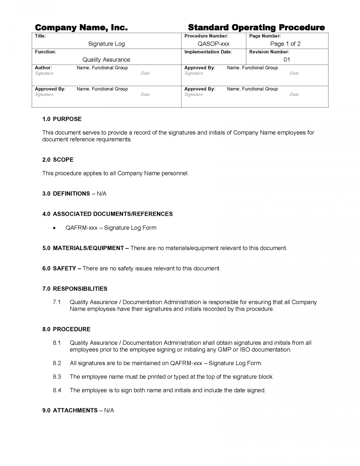 Signature Log (FREE SOP!) – GMPDocs.com