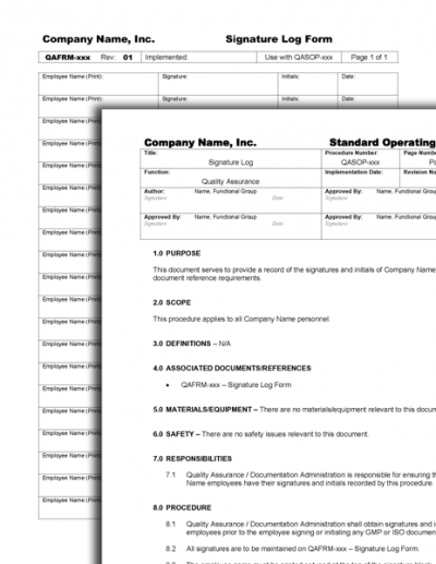 Signature Log (FREE SOP!) – GMPDocs.com