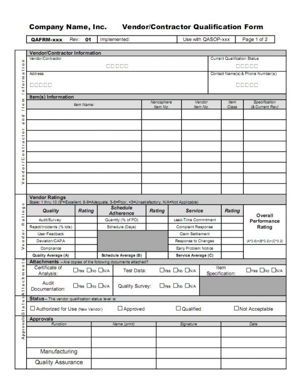 Vendor and Contractor Operation Qualification – GMPDocs.com